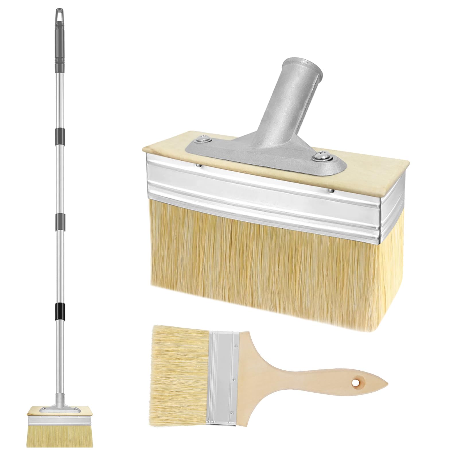 7" Deck Stain Brush with 60" Long Handle,Block Staining Brushes for ...