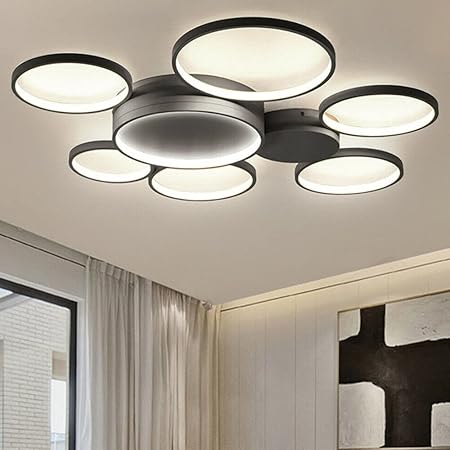 GDAE10 Modern Ring Ceiling Light,7 Rings Lighting Fixture LED Ceiling ...