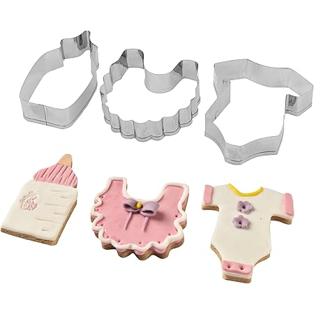 Amazon.com: 3-Piece Baby Shower Cookie Cutters, Stainless Steel Baby ...