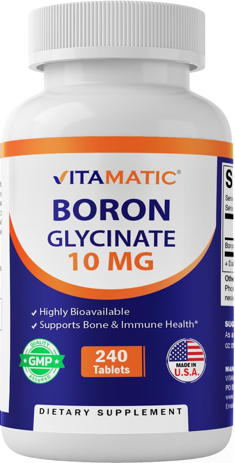 Amazon.com: Vitamatic Chelated Boron (as Glycinate) 10mg 240 Tablets ...