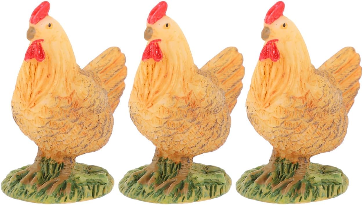 Amazon.com: ORFOFE 3Pcs Lifelike Resin Chicken Figurines Small Hen ...