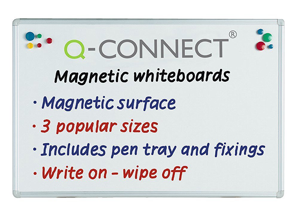 Q Connect Magnetic Whiteboard Drywipe Notice Board 900x600mm : Amazon ...
