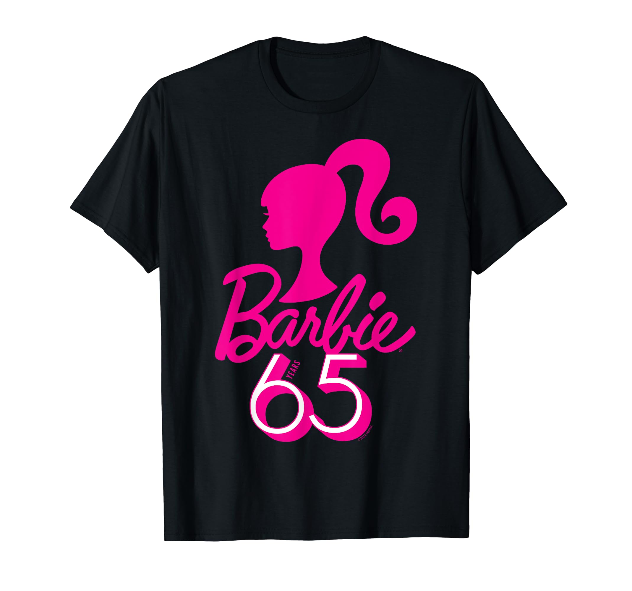 Amazon.com: Barbie - Pink 65th Anniversary Silhouette Logo T-Shirt ...