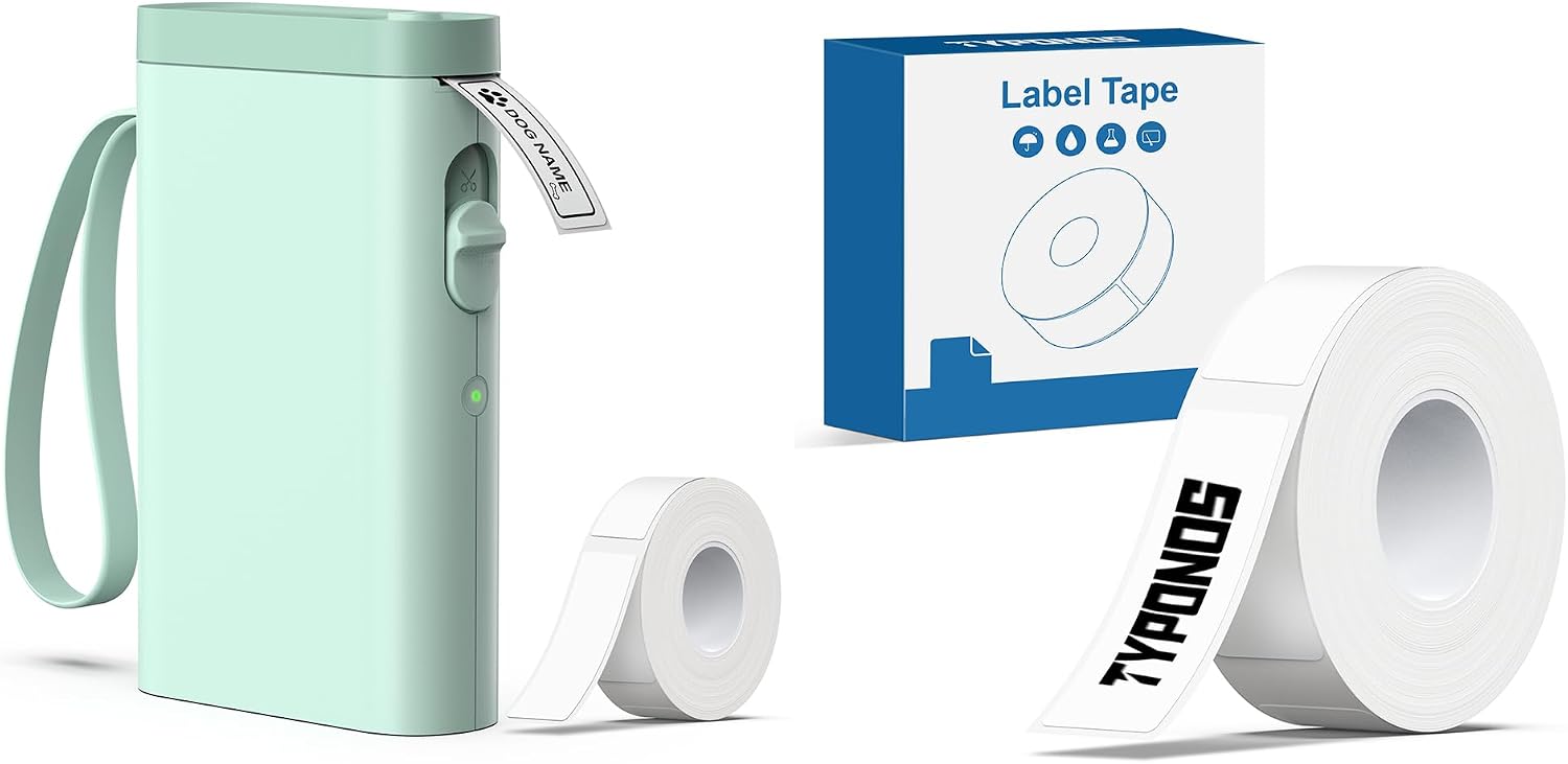 Amazon.com : TYPONOS P21 Label Maker Machine with Tape, Green Bluetooth ...