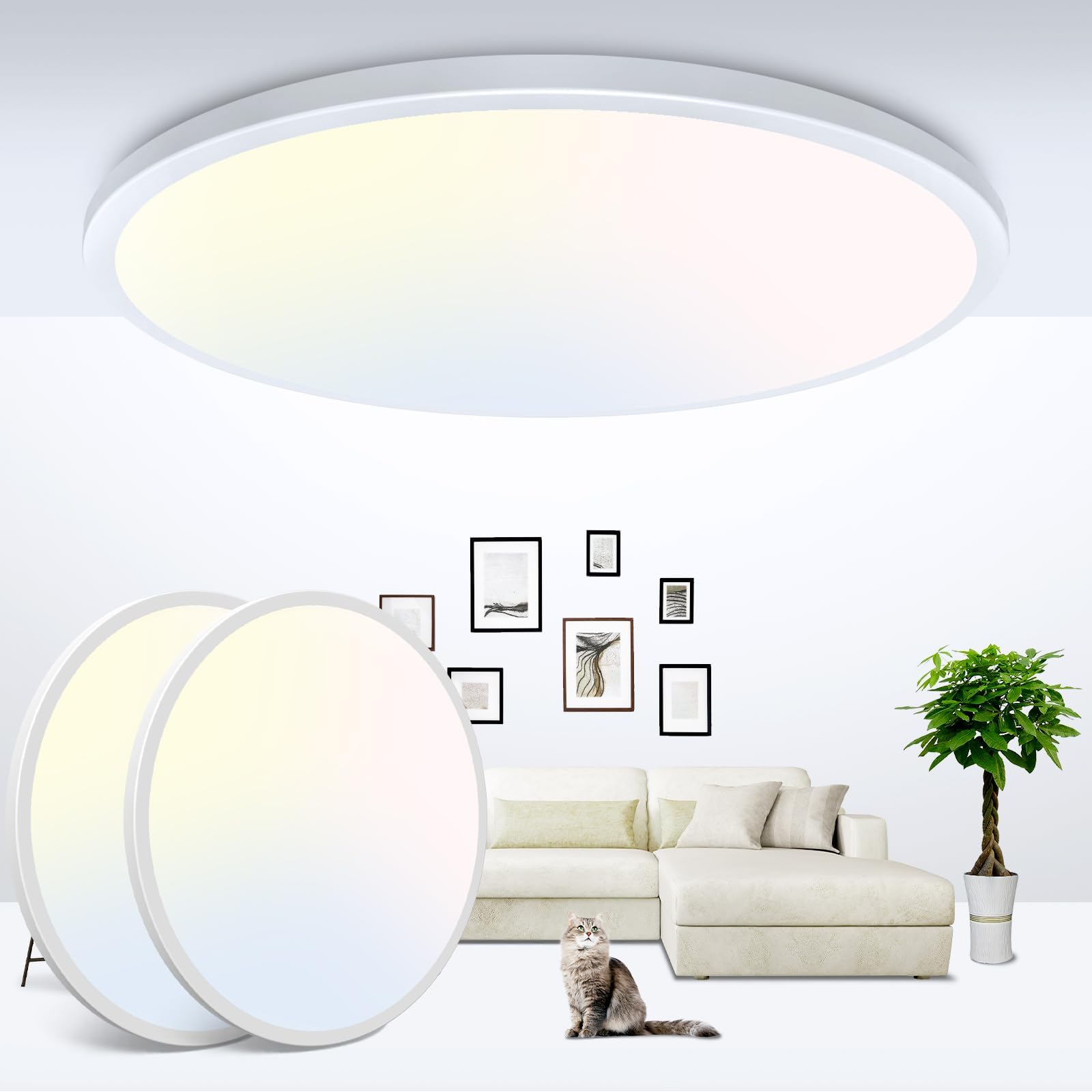 zemty 2Pack 12 Inch LED Flush Mount Ceiling Light, Super Thin 28W ...