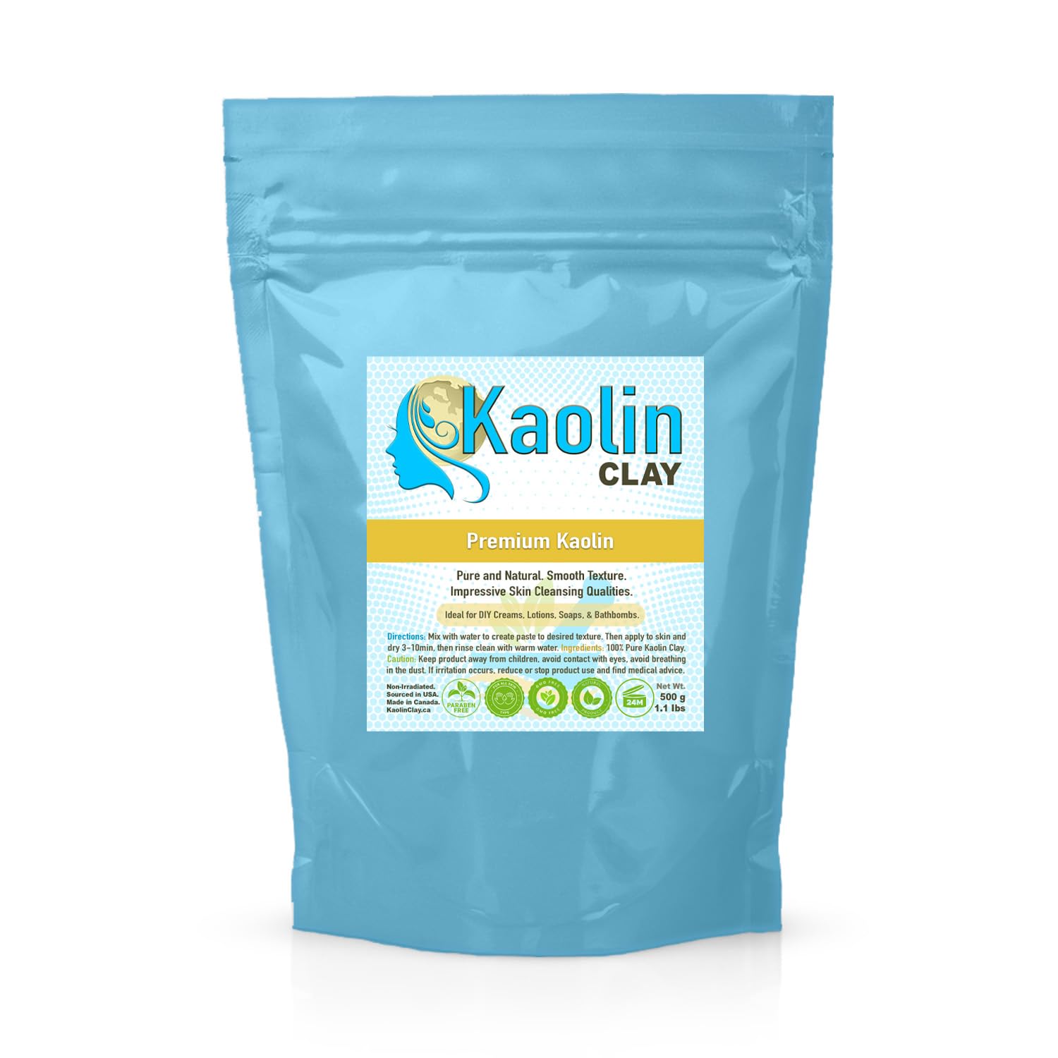 Pure Kaolin Clay - 100% Natural | 1.1 Pounds/500g | Smooth and Silky ...