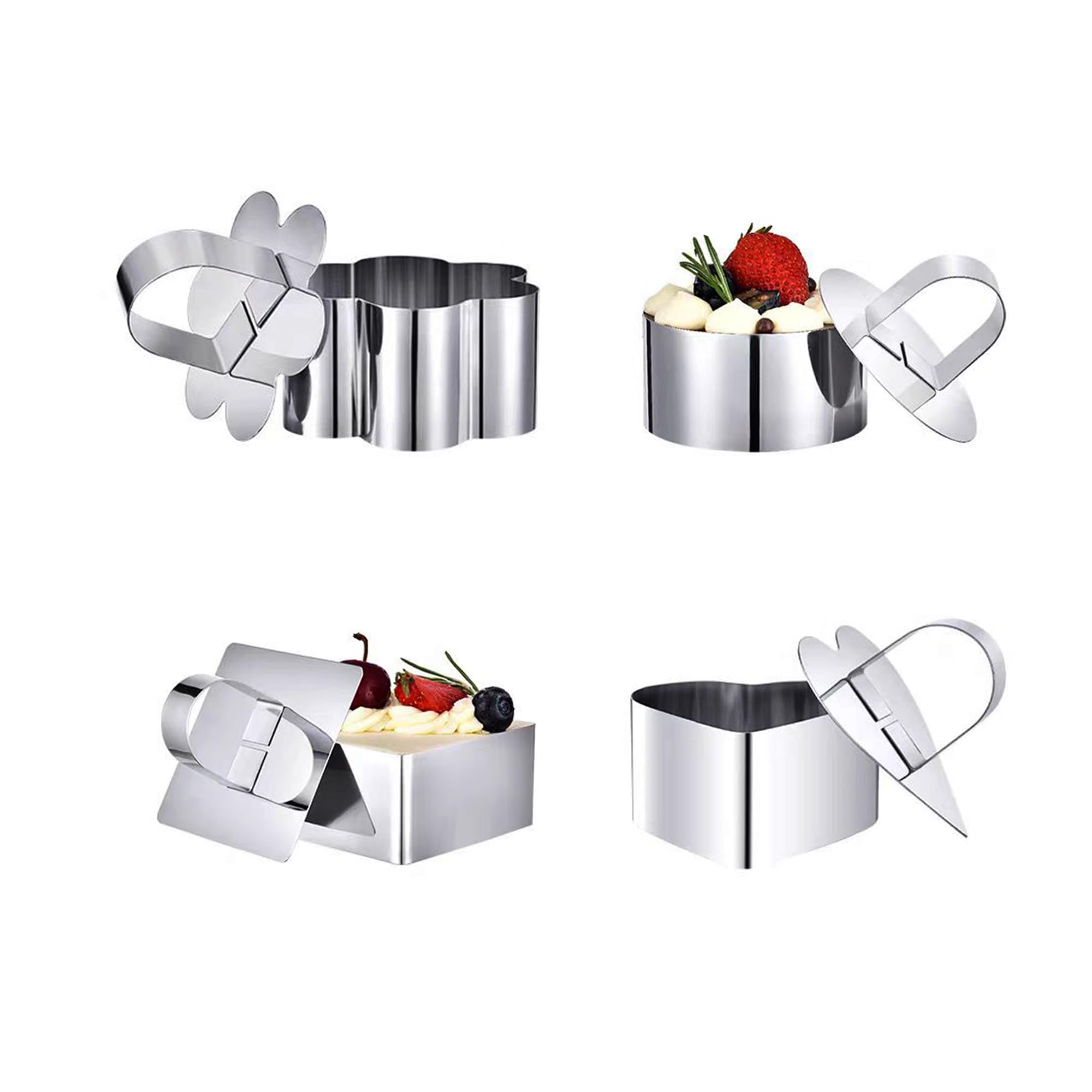 Cake Rings Mousse Rings Stainless Steel Presentation Cooking Rings with ...