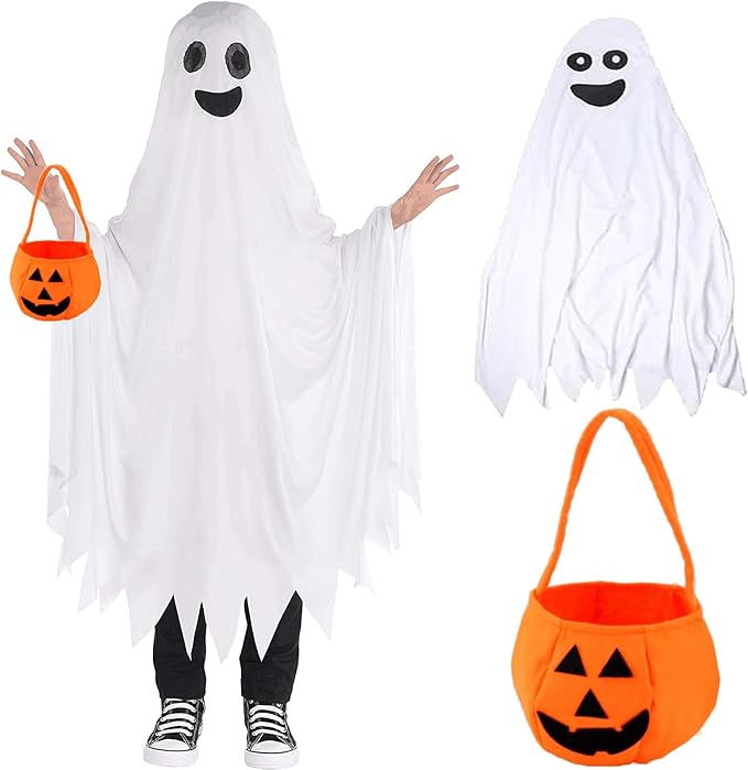 OBOVO Ghost Halloween Costumes, Kids Halloween Ghost White Fancy Dress ...