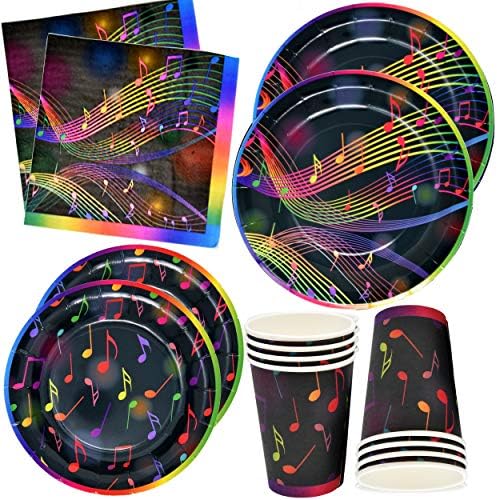 Amazon.com: Colorful Music Notes Birthday Party Supplies Set Plates ...