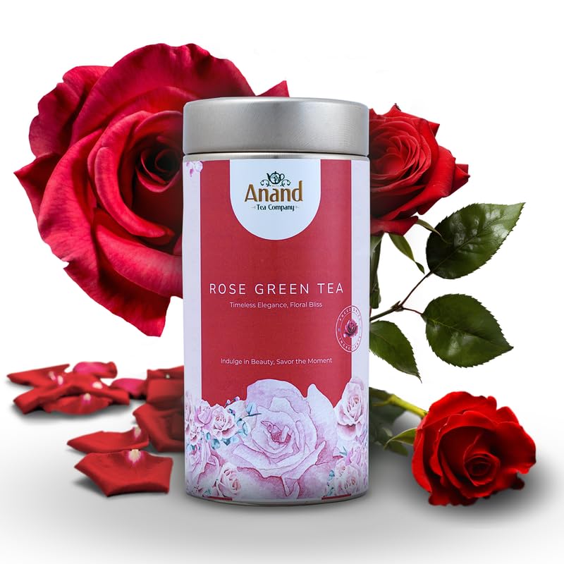 ANAND TEA - Herbal Rose Green Tea, Rose Tea Made with Real Dried Rose ...