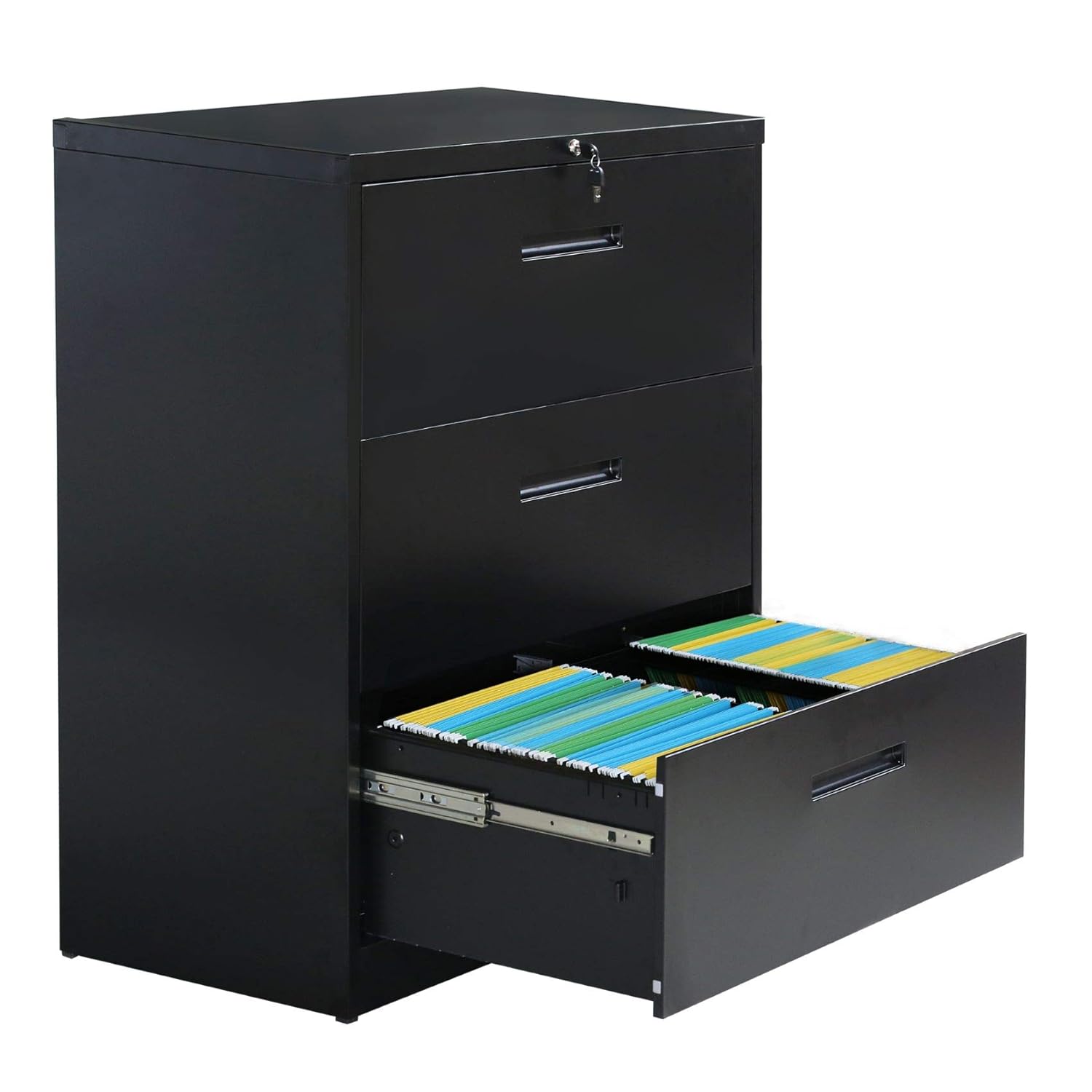 Lateral File Cabinet 3 Drawers with Lock Heavy Duty Metal File Cabinets ...