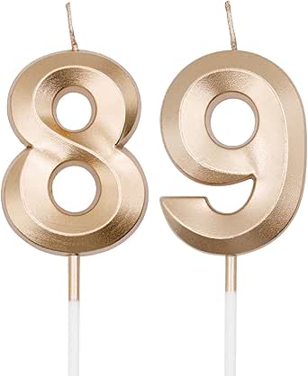 Amazon.com: Champagne Gold 89th & 98th Birthday Candles for Cakes ...