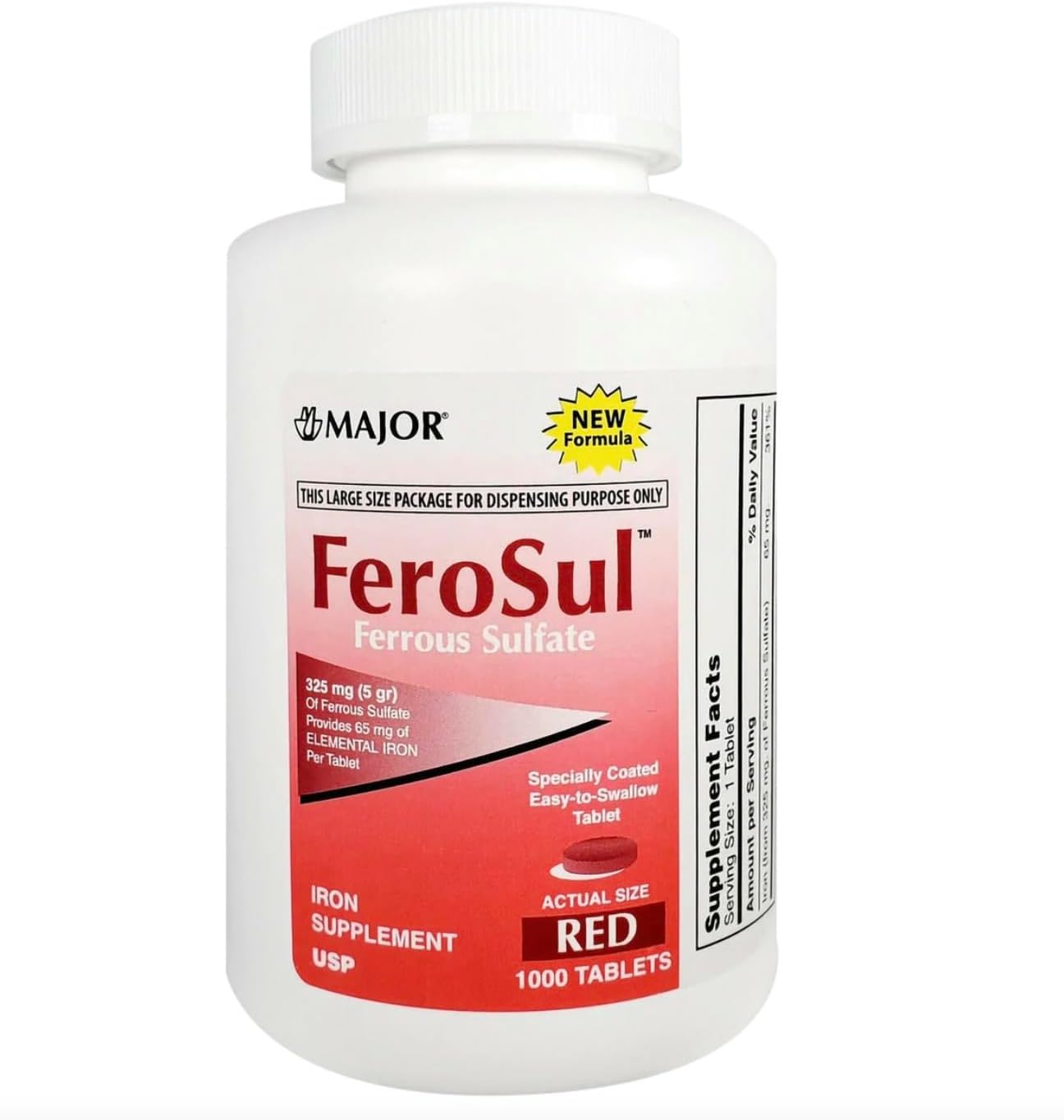 Amazon.com: Major FeroSul Ferrous Sulfate 325mg, 100 Iron Supplement ...