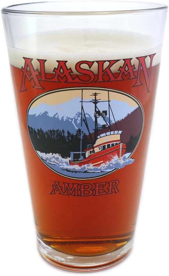 Amazon.com | Alaskan Brewery Alaskan Amber Pint Glass: Beer Glasses
