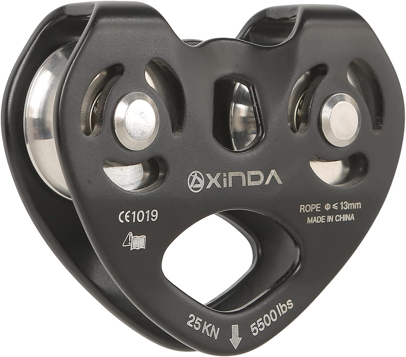 Amazon.com : XINDA 25kN Double Pulley - Tandem Speed Dual Pulley with Ball Bearing CE UIAA ...