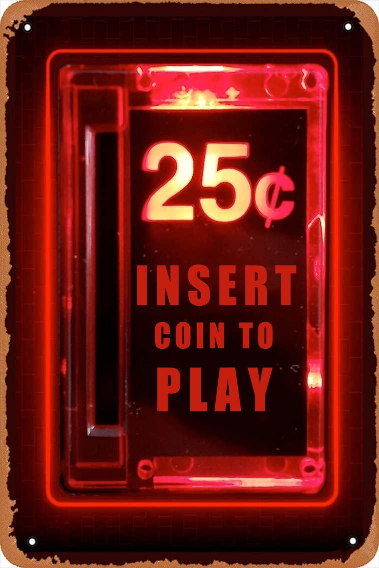 Amazon.com: Metal Tin Sign Insert Coin Retro Arcade Poster Vintage Look ...