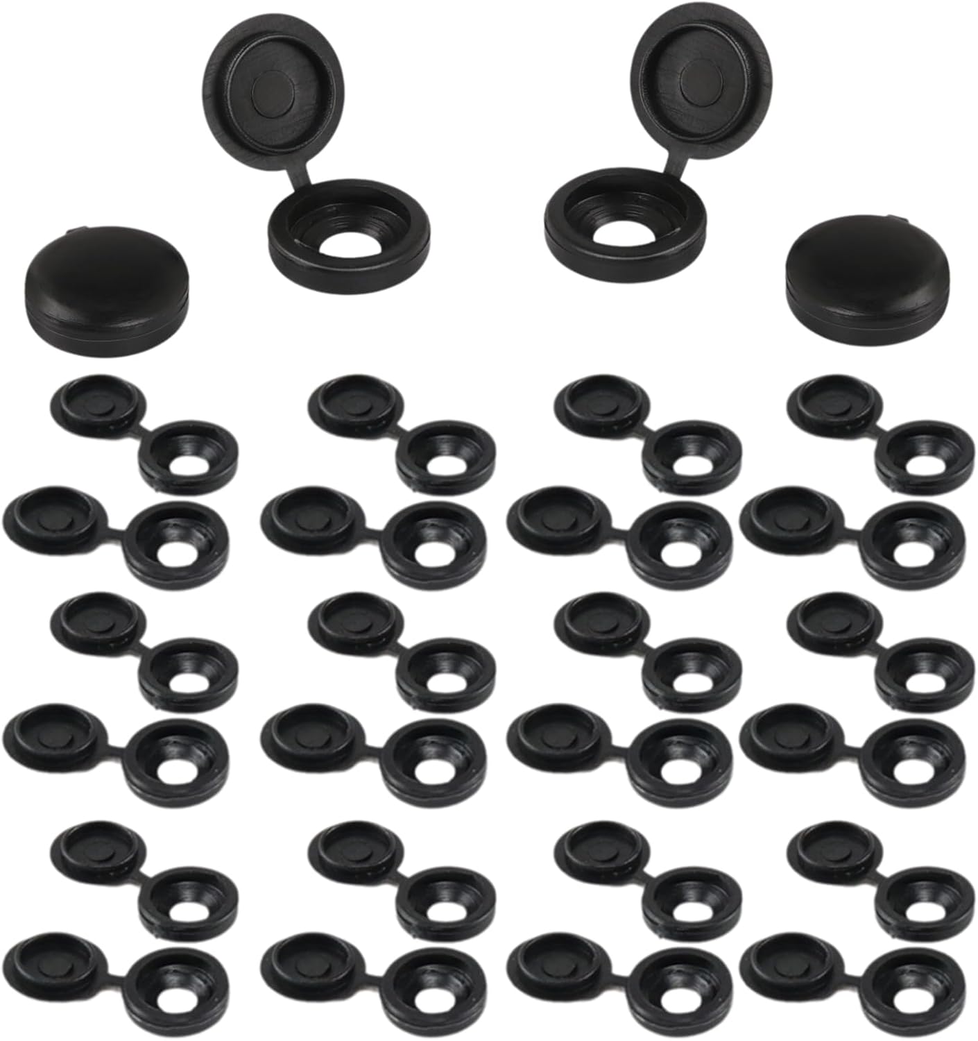 50 Pieces Black Plastic Hinged Screw Cover Caps,Plastic Folding Snap ...