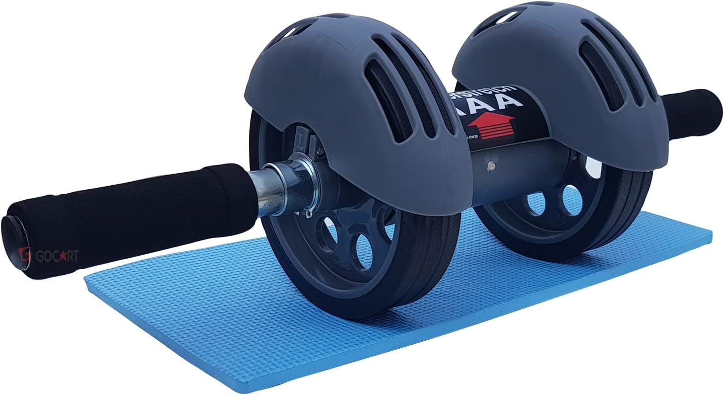 amazon basics Dual Wheel Ab Abdominal Exercise Roller With Knee Pad ...