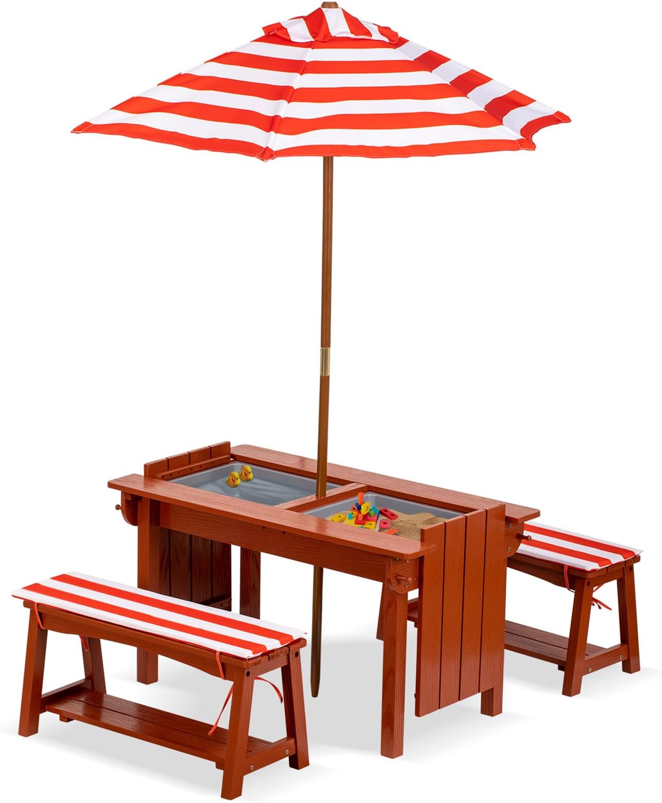 Amazon.com: HONEY JOY Kids Picnic Table, Outdoor Wooden Table & Bench ...