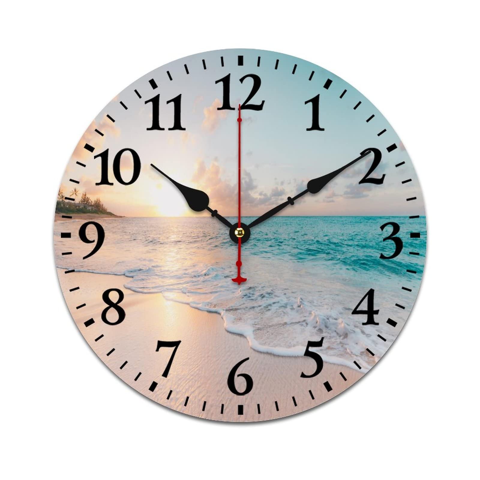 Amazon.com: Tropical Palm Tree Beach Clocks Sunny Beach Coastal Nature ...
