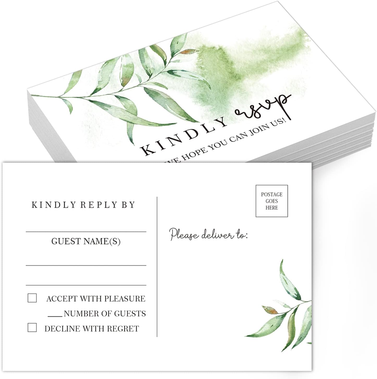 Amazon.com : Giftideaworkshop 50 Blank RSVP Cards, Rustic Wedding ...