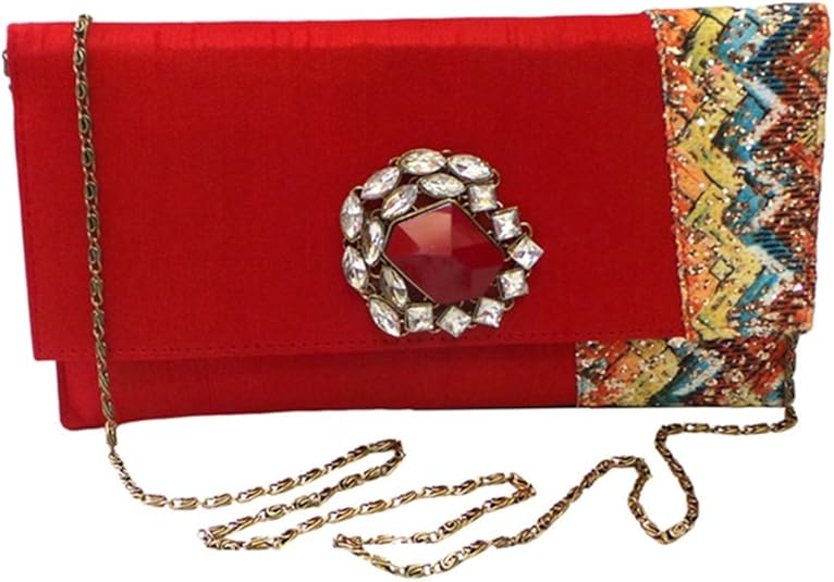 Bhamini Red Electrifying Eclectic Clutch: Handbags: Amazon.com