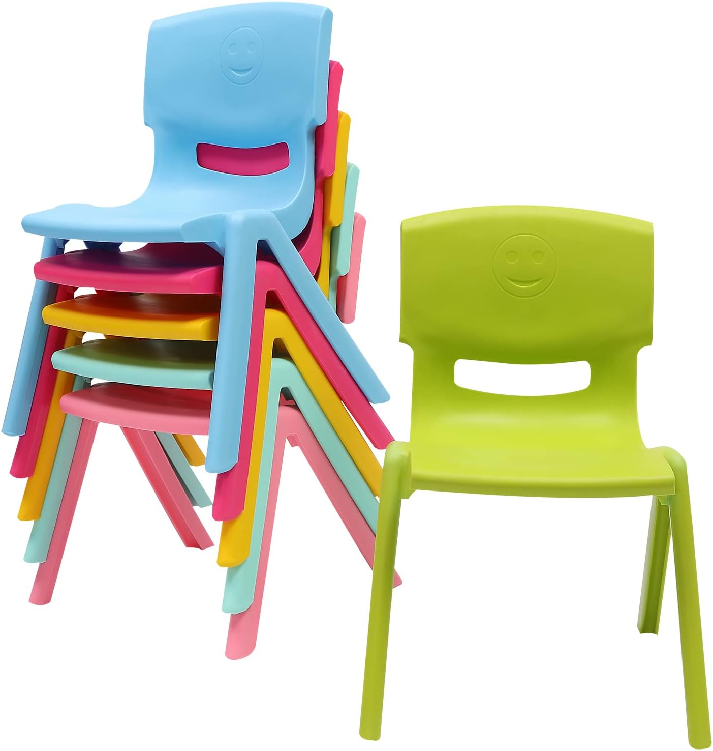 Amazon.com: ERAAND 6 Pcs Colorful Stackable Kids Plastic Stack Chairs ...