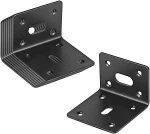 Amazon.com: 8 Pcs Slotted Black Steel L Right Angle Bracket,Thinckness ...