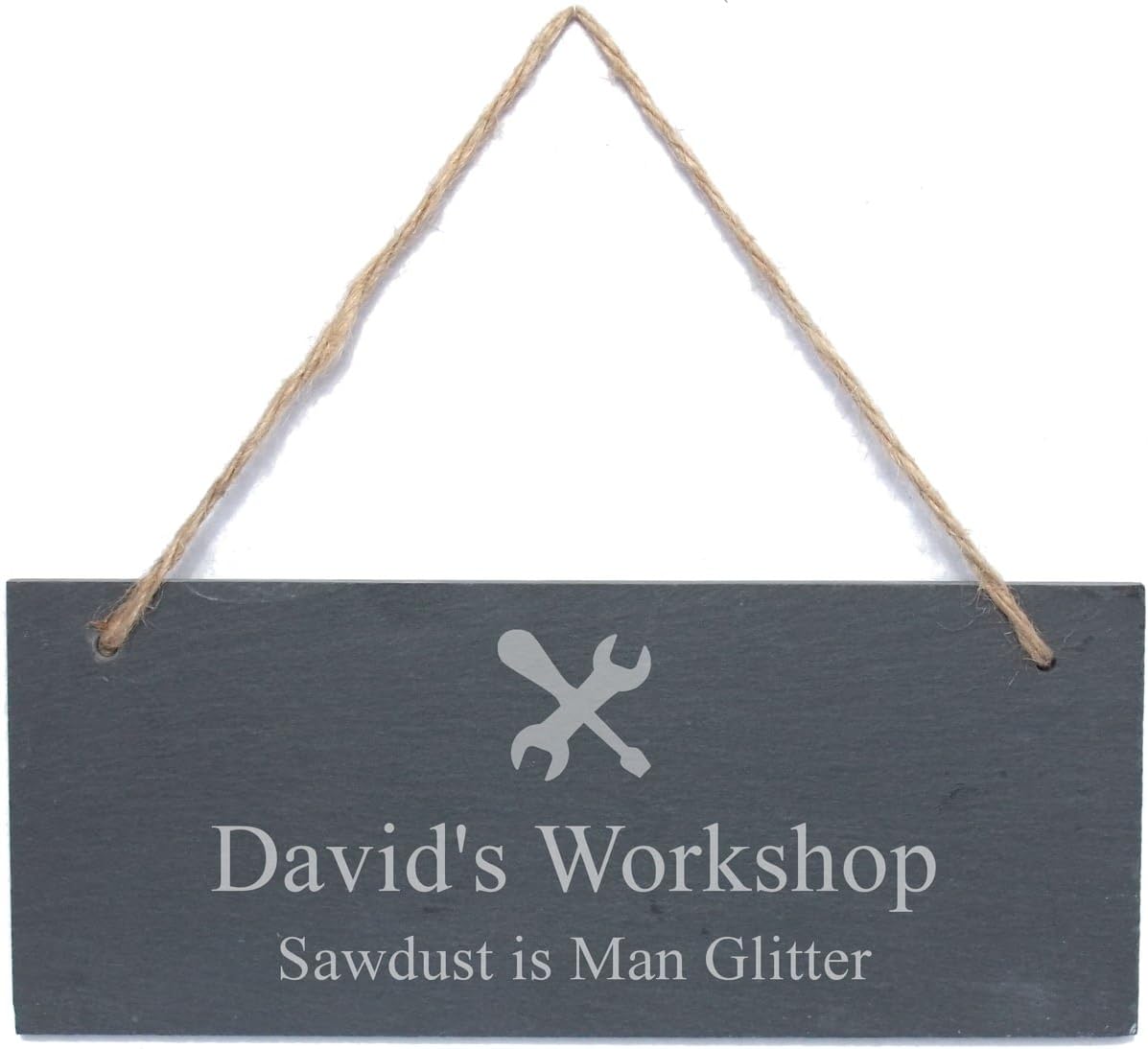 Personalised Tool Motif Hanging Slate Shed, Workshop or Garage Sign ...