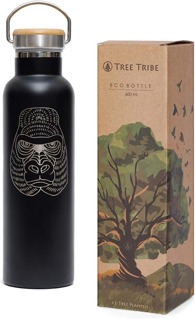 Amazon.com: Tree Tribe Black Gorilla Water Bottle - Stainless Steel ...