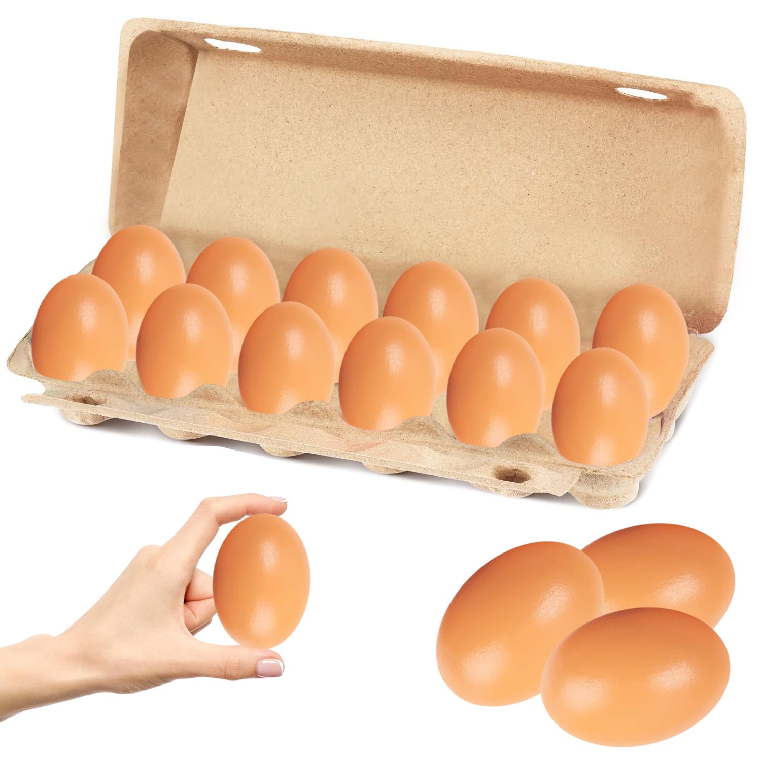 Amazon.com: Wooden Fake Eggs, Life Size Brown Eggs, Perfect for Easter ...