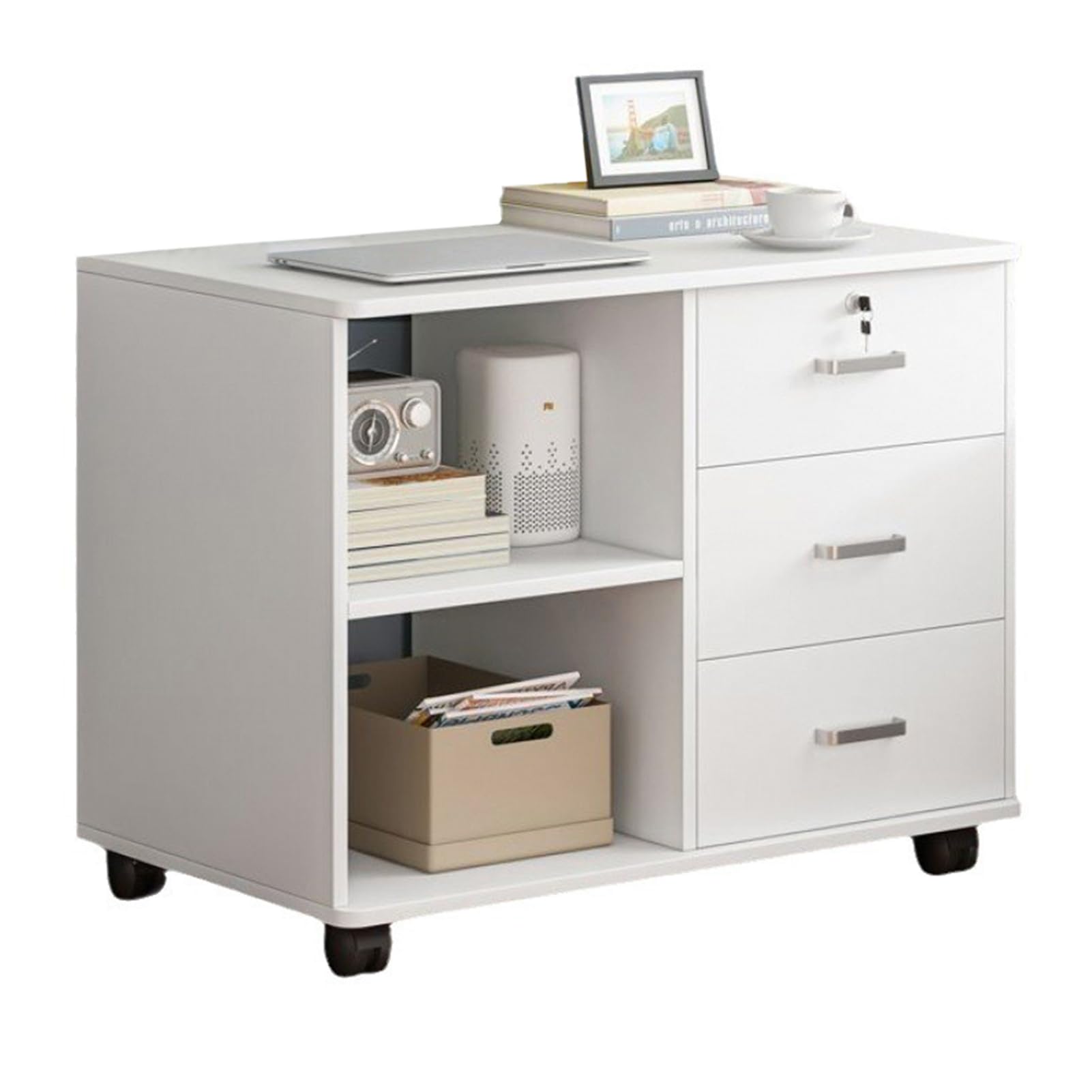 Amazon.com: Cuteam File Cabinet, 3 Drawer Wood File Cabinet, Office ...