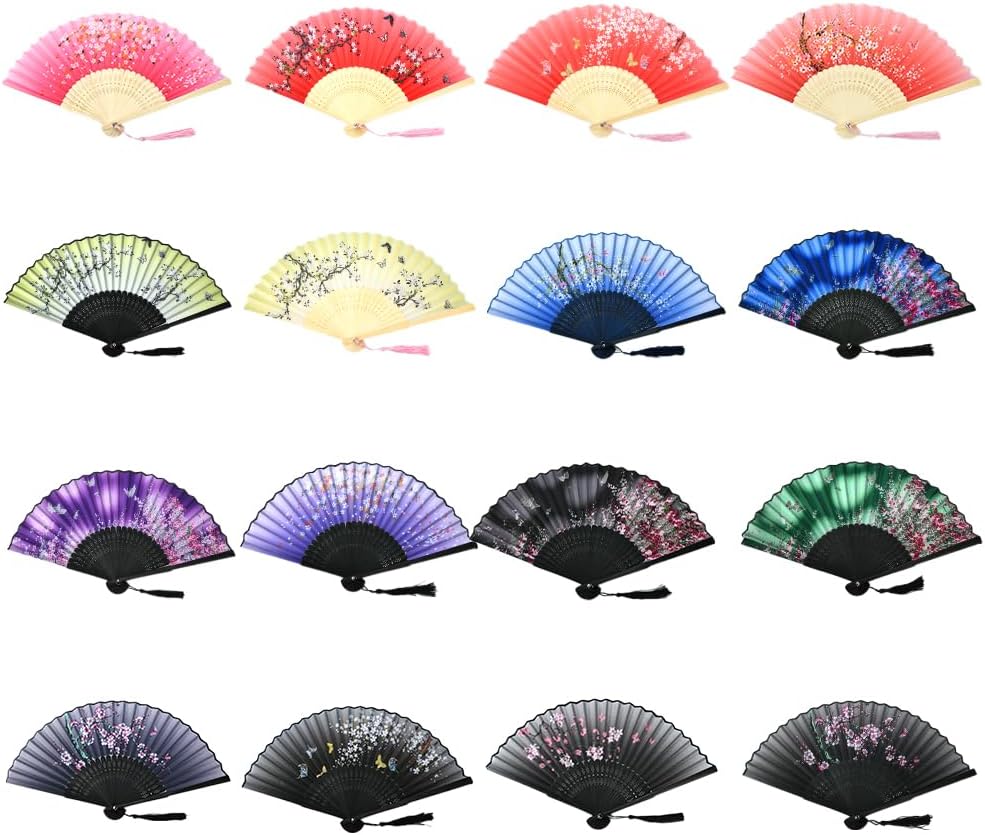 Amazon.com: HUNANBANG 10 Pieces Oriental Bamboo Folding Hand Fans ...