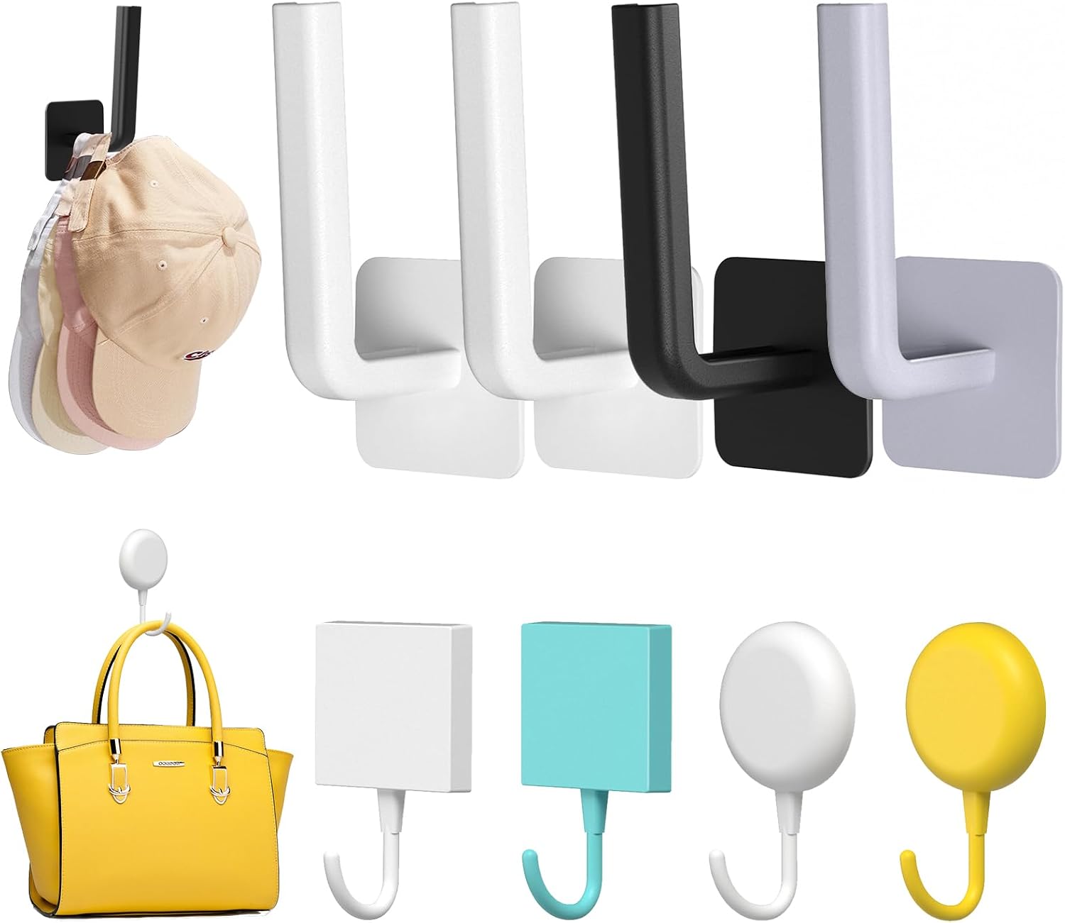 Amazon.com: 8 Pack Adhesive Hooks, Wall Hooks with Strong Adhesive Pad ...