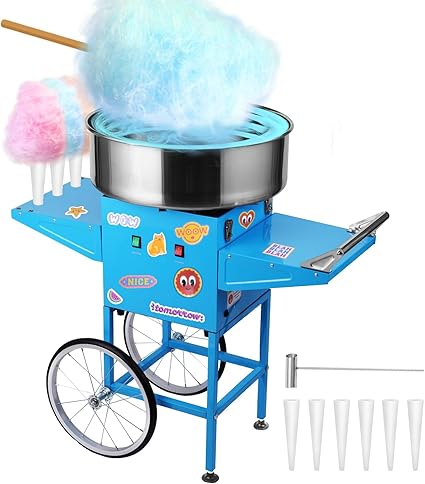 Amazon.com: Commercial Cotton Candy Machine with Cart Blue 1100W ...