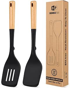 Amazon.com: Pack of 2 Large Silicone Spatula, Heat Resistant Solid ...