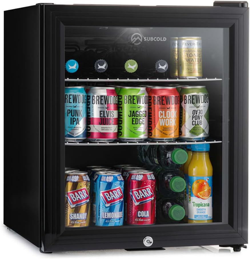 bar@drinkstuff Frostbite Mini Fridge Black - 46ltr Compact Refrigerator ...