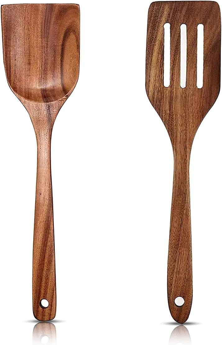 Spatule en bois de teck de 30,5 cm pour fonte, petite palme en bois ...