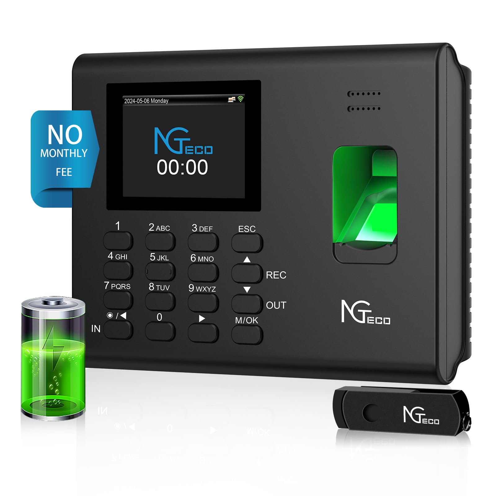 Amazon.com: NGTeco Time Clocks for Employees Small Business, 2.4GHz ...