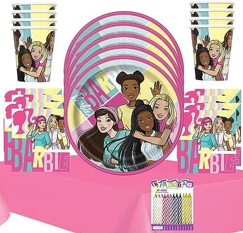 Amazon.com: Barbie Party Supplies Pack Serves 16: Dessert Plates ...
