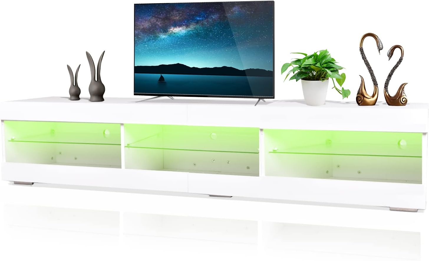 Amazon.com: CreekT White 85 Inch TV Stand, Modern LED TV Stand with ...