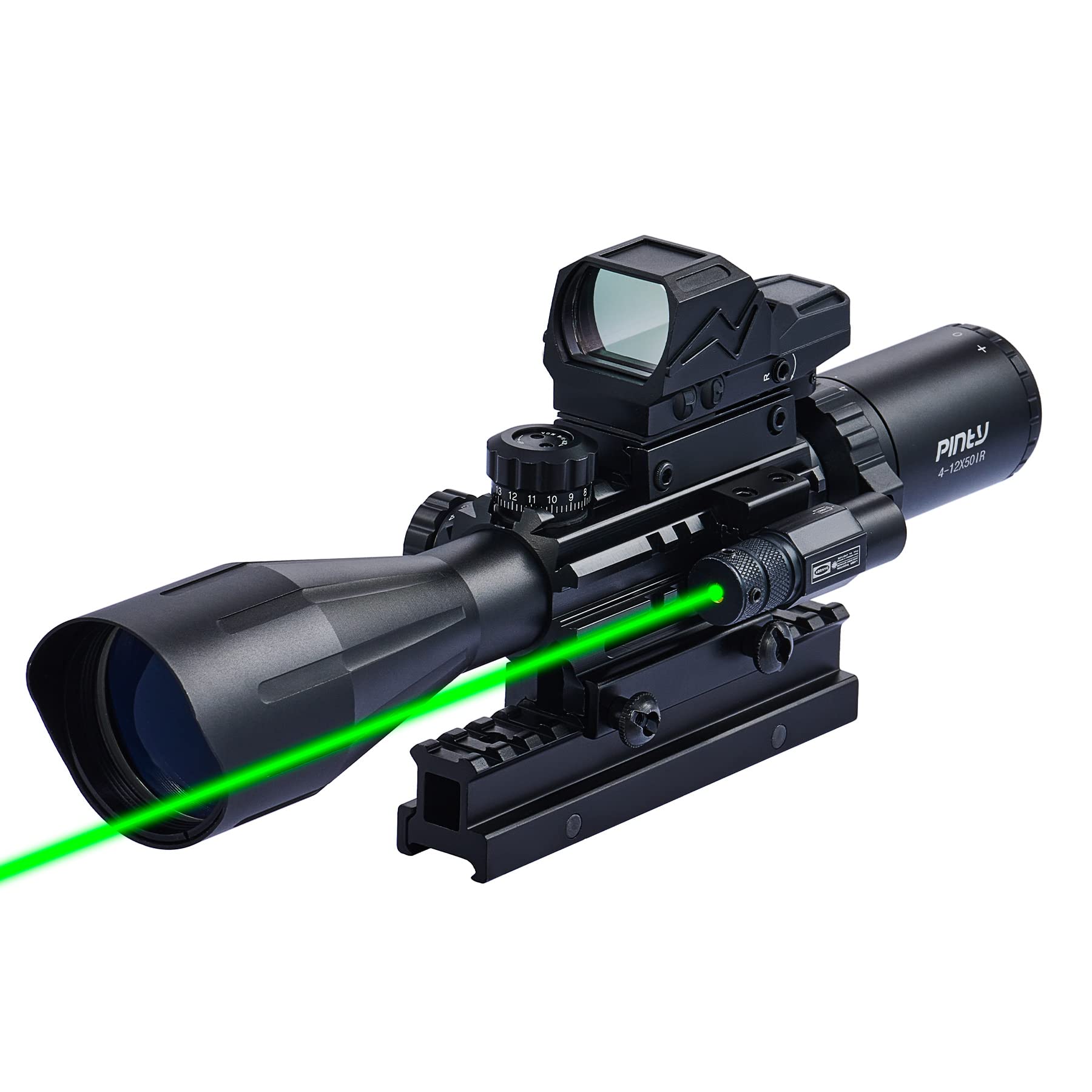 Buy PINTY Red Dot Laser Combo 4-12x50 Illuminated Optics with 4 Reticle ...
