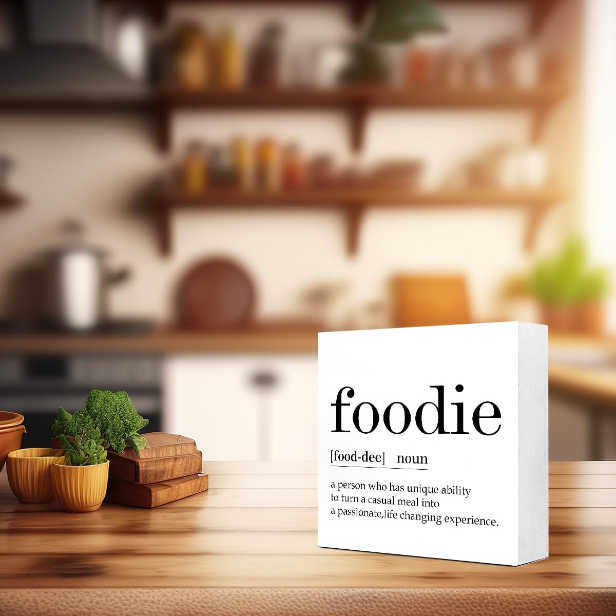 Foodie Definition – Letrero de bloque de madera, bloque de madera ...