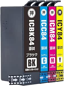 Amazon.co.jp: 【SEASKY】 IC84 染料 4色セット (ICBK84×1 ICC84×1 ICM84×1 ICY84×1) エプソンプリンター用 互換インク ISO9001 ...