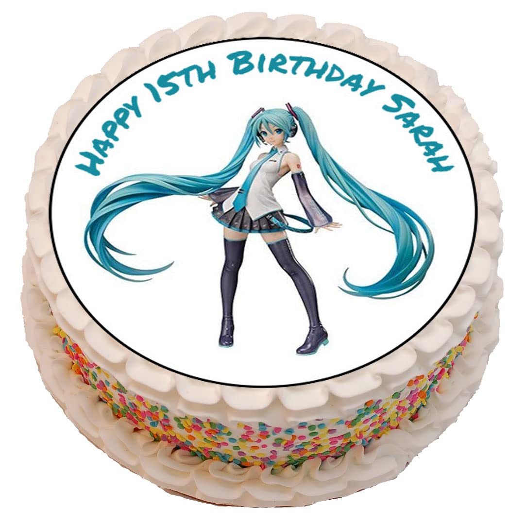 Buy Anime Girl Standing Personalised PRECUT Cake Topper 7.5 Inch Round ...