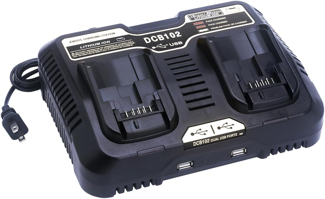 Biswaye DCB102 Fast Dual Charger Compatible with DEWALT 12V-20V MAX ...