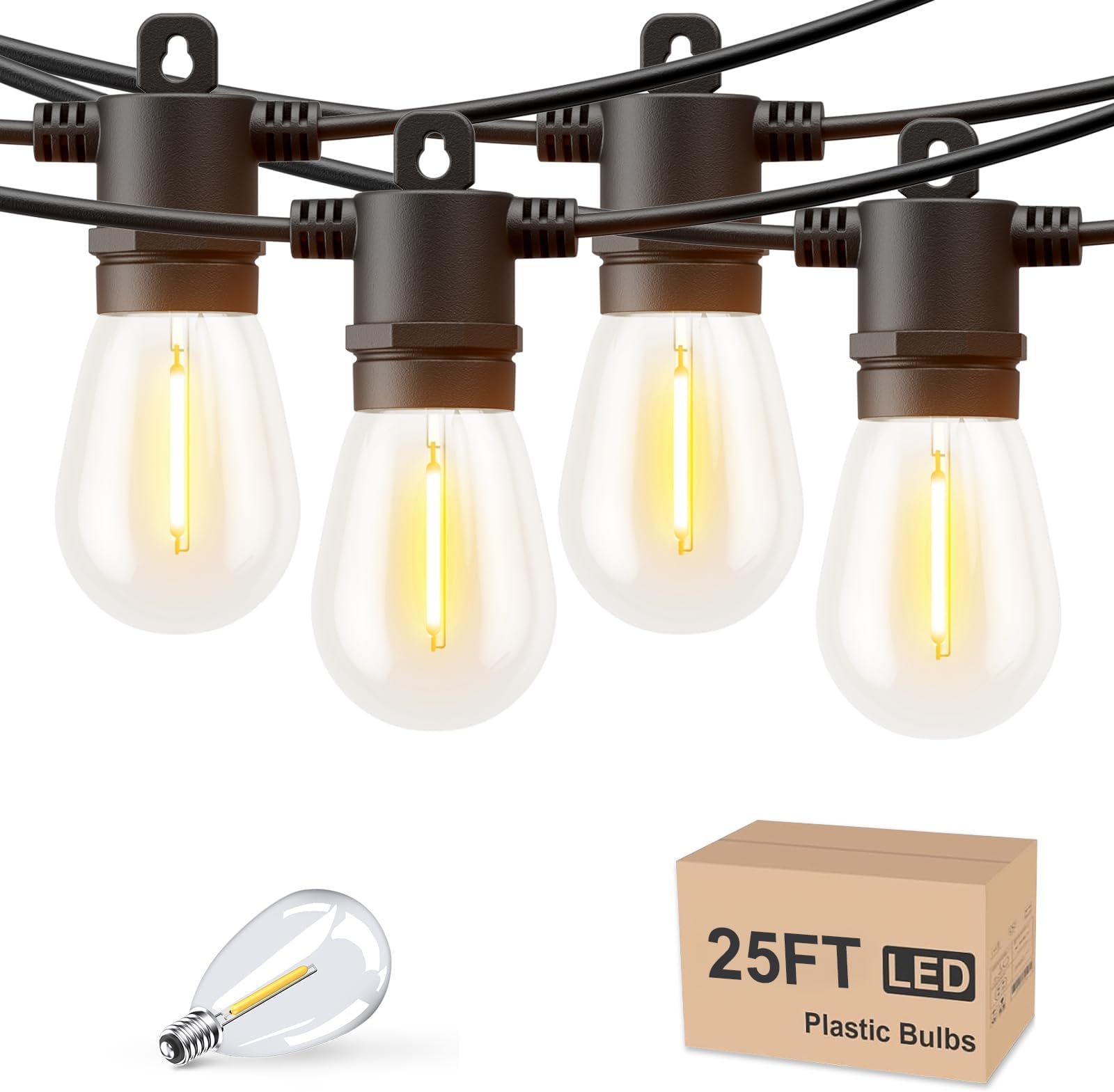 alitade S14 LED Outdoor String Lights, Shatterproof IP65 27Ft (Maximum ...