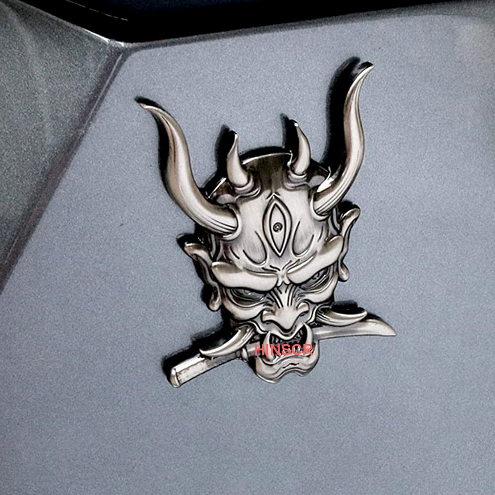 Snapklik.com : HINSCR Demon Emblem Badge Car 3D Samurai Devil Metal ...