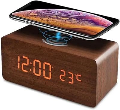Amazon.com: Digital Alarm Clock with Wireless Charging, 15W Fast ...