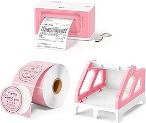 Amazon.com : MUNBYN Pink Shipping Label Printer, Upgraded 2.0, USB ...